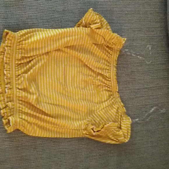 Beautees | Shirts & Tops | Yellow And White Striped Shirt | Poshmark